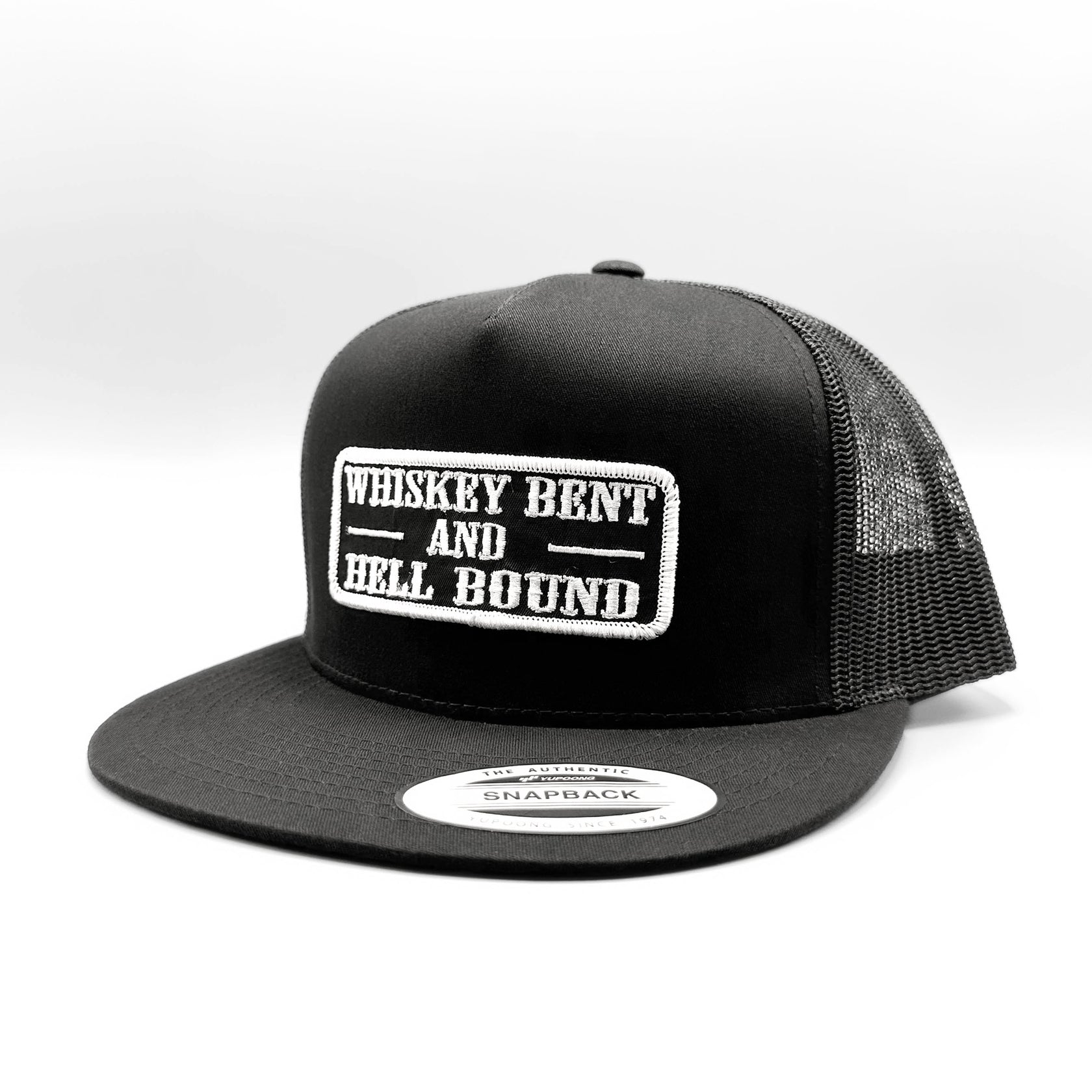 Whiskey Bent and Hell Bound Hank Jr. Trucker Hat, Black Yupoong 6006 ...