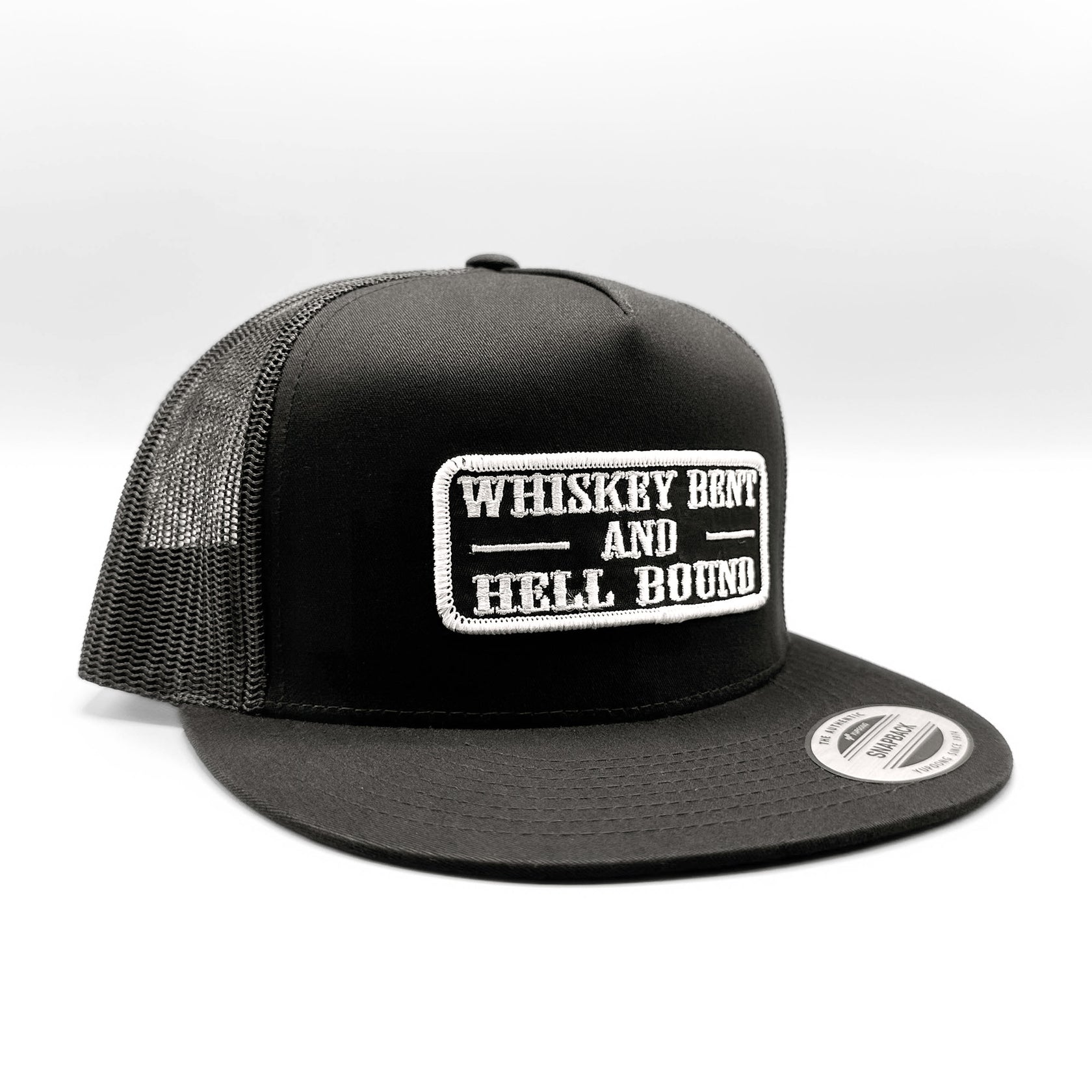 Whiskey Bent and Hell Bound Hank Jr. Trucker Hat, Black Yupoong 6006 ...