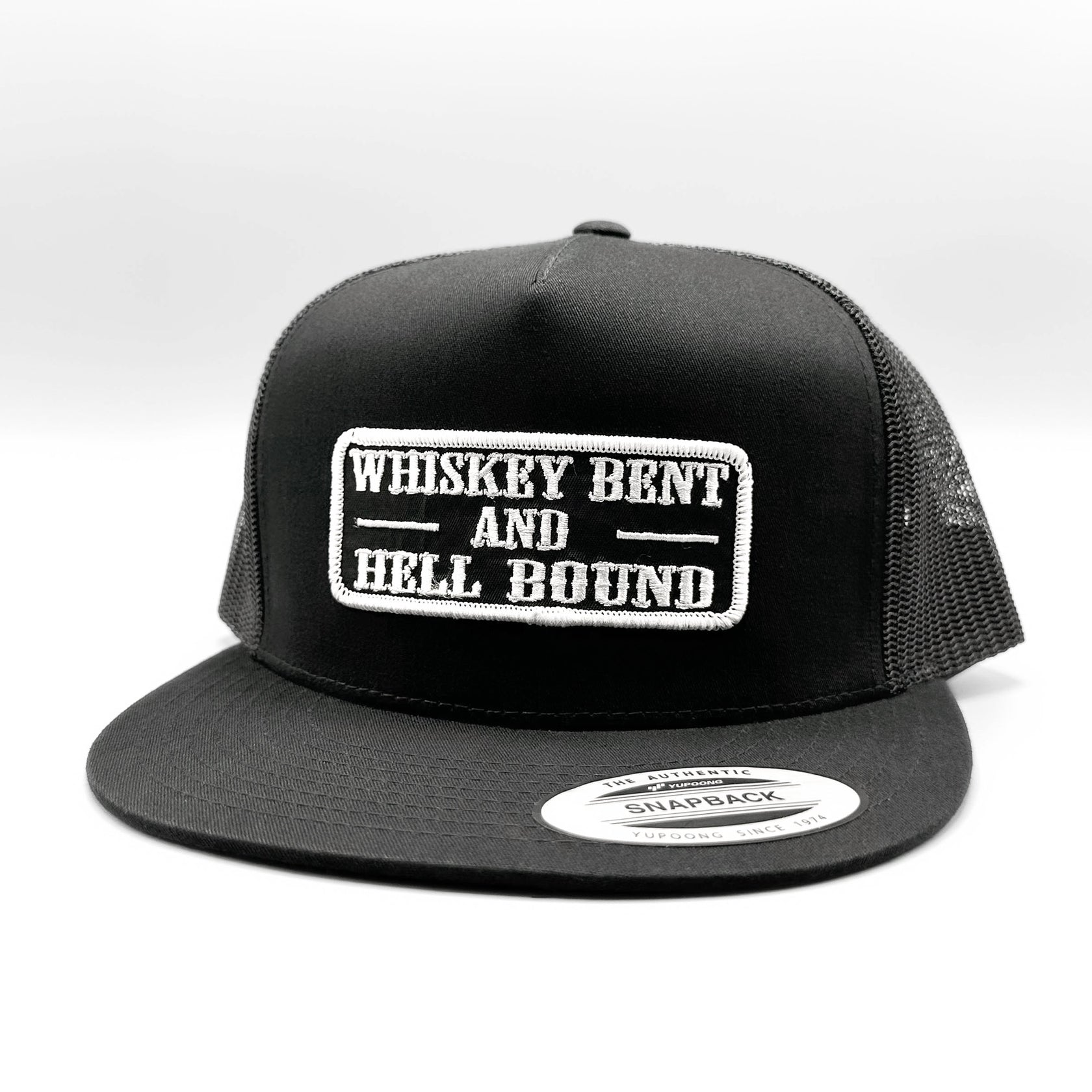 Whiskey Bent and Hell Bound Hank Jr. Trucker Hat, Black Yupoong 6006 ...